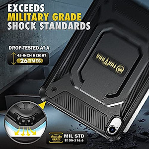 Fintie Case for iPad Mini 6 2021 - [Tuatara Magic Ring] 360 Degree Rotating Grip Shockproof Rugged Cover w/Built-in Screen Protector for iPad Mini 6th Generation 8.3 Inch, Black