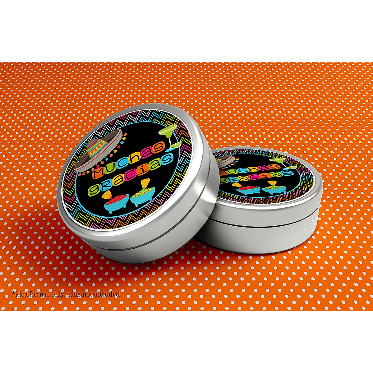 Chip, Dip, and Sip Fiesta Thank You Sticker Labels, 40 2" Party Circle Stickers by AmandaCreation, Great for Party Favors, Envelope Seals & Goodie Bags