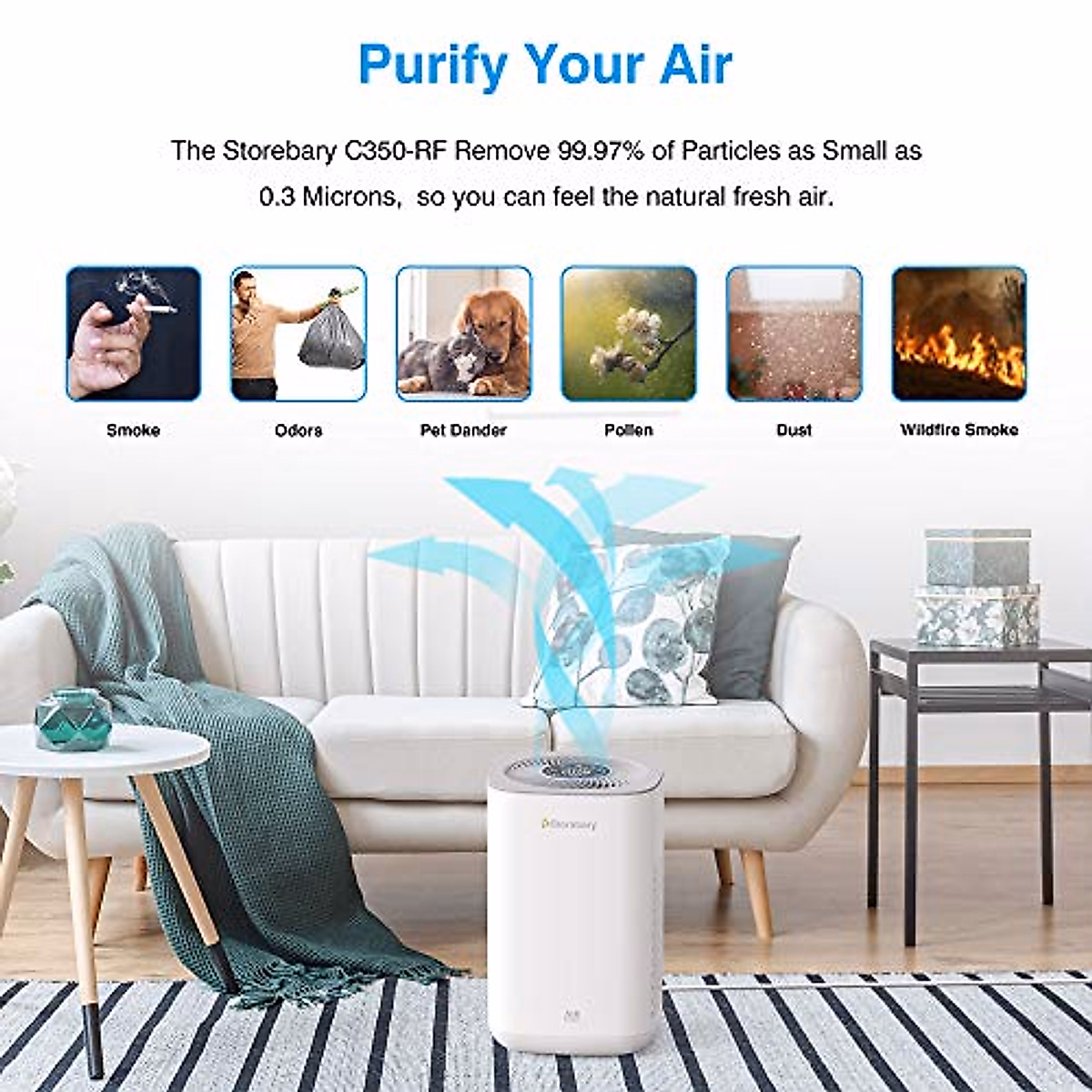 Storebary Air Purifier Replacement, C350-RF True HEPA High-Efficiency Activated Carbon Filter Fits for C350 (2 Pack)