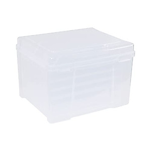 CraftyBook All Occasion Card Storage Box - Clear Plastic Organizer Assorted Card Box with 6 Adjustable Dividers