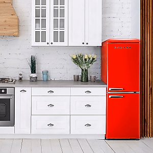 Galanz GLR74BRDR12 Retro Refrigerator with Bottom Mount Freezer Frost Free, Dual Door Fridge, Adjustable Electrical Thermostat Control, 7.4 Cu Ft, Red