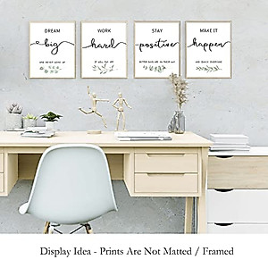 Inspirational Wall Art Office Decor, Motivational UNFRAMED Wall Art Prints for Bedroom | Living Room | Office | Classroom, Black and White Daily Positive Affirmations Poster for Women Men Kids, Set of 4, 8"x10"