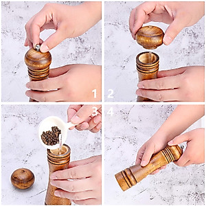 Oak Wood Spice Pepper Mills - Pepper and Salt Grinders, Pepper Shaker with Ceramic Grinding Mechanism, Adjustable Coarseness - 8 inches