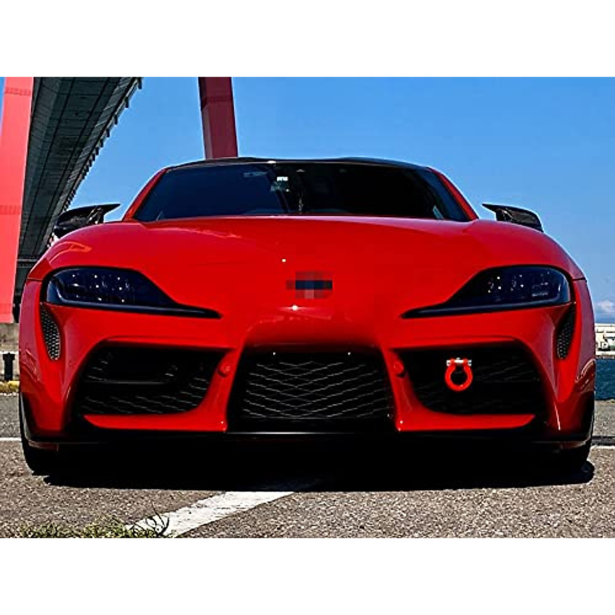 iJDMTOY Red Track Racing Style Tow Hook Ring Compatible with 2020-up Toyota Supra GR, Made of Lightweight Aluminum