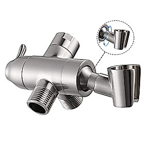 Shower Arm Diverter with Handshower Mount, G1/2 Brass Shower Diverter Valve Bathroom Universal Shower System Replacement for Handheld Shower and Fixed Shower Head(Brushed Nickle)