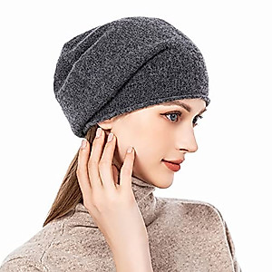 QUEENFUR Knit Slouchy Beanie Hats for Women Cashmere Ski Cap Knitted Wool Soft Warm Winter Hat