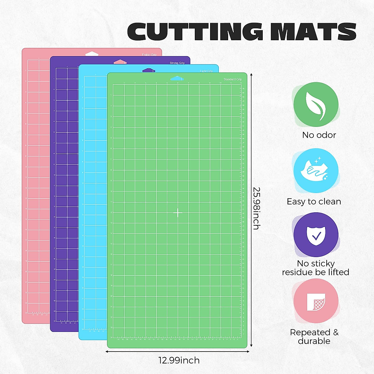 LOYIM 6 Pack Cutting Mat 12 x 24 Inch, Cutting Mats for Craft, Standard, Strong, Adhesive Cut Mat Replacement Variety Adhesive Sticky Cutting Mat Accessories for Craft Sewing Art, 4 Colors