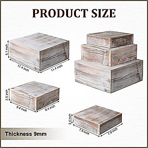 6 Pcs Wooden Display Stand Whitewashed Square Cake Stand Dessert Riser Wood Box Crate Style Display Stand Stackable Wooden Cupcake Stand for Home Bakery Decor Birthday Wedding Party Favors, 3 Sizes