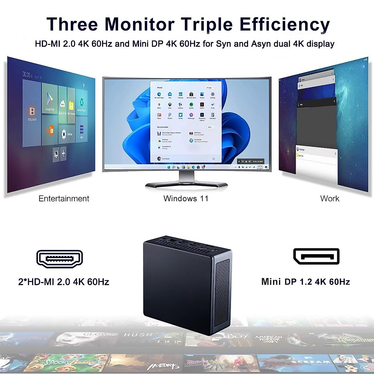 VENOEN NUC Mini PC Core i7 1165G7,Mini Desktop Computer Dual HD with Win 11 Pro Ready,Mini DP,USB-C Thundbolt 4.0,WiFi,BT 5.1,16GB RAM 512GB NVME SSD,Office Desktop PC