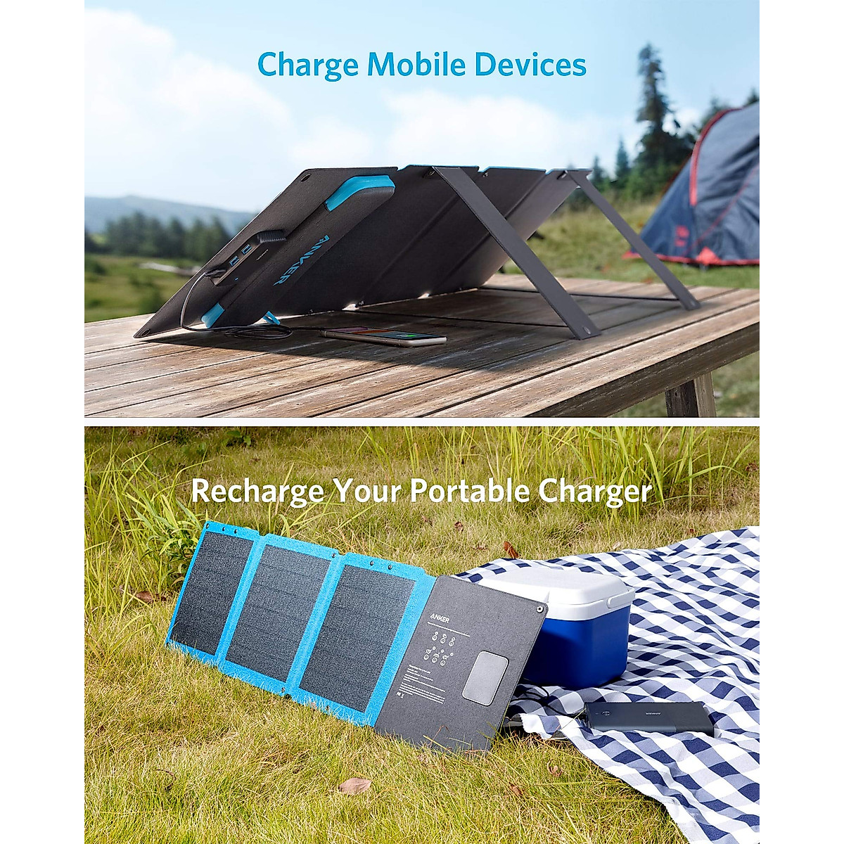 Solar Charger, Anker 24W 3-Port USB Portable Solar Charger with Foldable CIGS Panel for Camping, PowerPort Solar for iPhone 12/SE/11/XS Max/XR/X/8, iPad, Samsung Galaxy S20/S10/S9/S8, and More