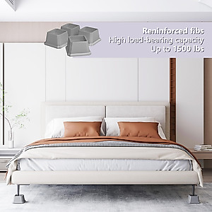 Napnapday Bed Risers 2 Inch Heavy Duty Bed Furniture Elevators, 1,500 lbs Lifts Up Riser for Sofa and Table Set of 4, Grey