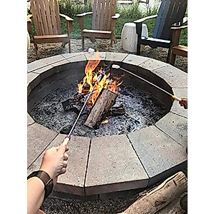 Amestar 12 Pack Marshmallow Roasting Sticks Telescoping Rotating Smores Skewers Hot Dog - 32 inches -Extendable Smores Sticks Forks for fire Pit, Campfire, Camping, Bonfire and Grill