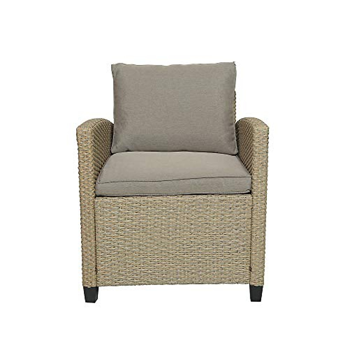 HHOK 6 Pieces Patio Furniture, Outdoor Sectional Sofa PE Rattan Table, Chair and Stools for Porch Lawn Garden Backyard, K-Brown Wicker Conversation Sets