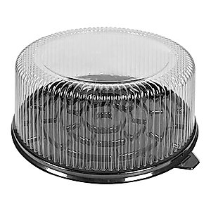 Wow Plastics Inc. 9" Cake Container - 11 1/2" Black Base - 4 1/2" Tall - 50/Case