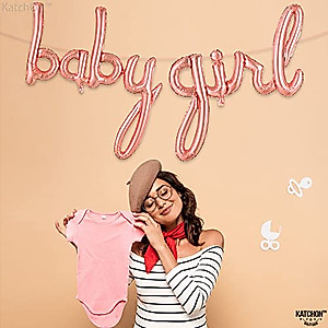 KatchOn, Baby Girl Balloons Letters - 37 Inch | Rose Gold Baby Girl Balloon, Baby Shower Decorations | Its A Girl Balloon for Baby Girl Shower Decorations | Its A Girl Sign, Gender Reveal Decorations