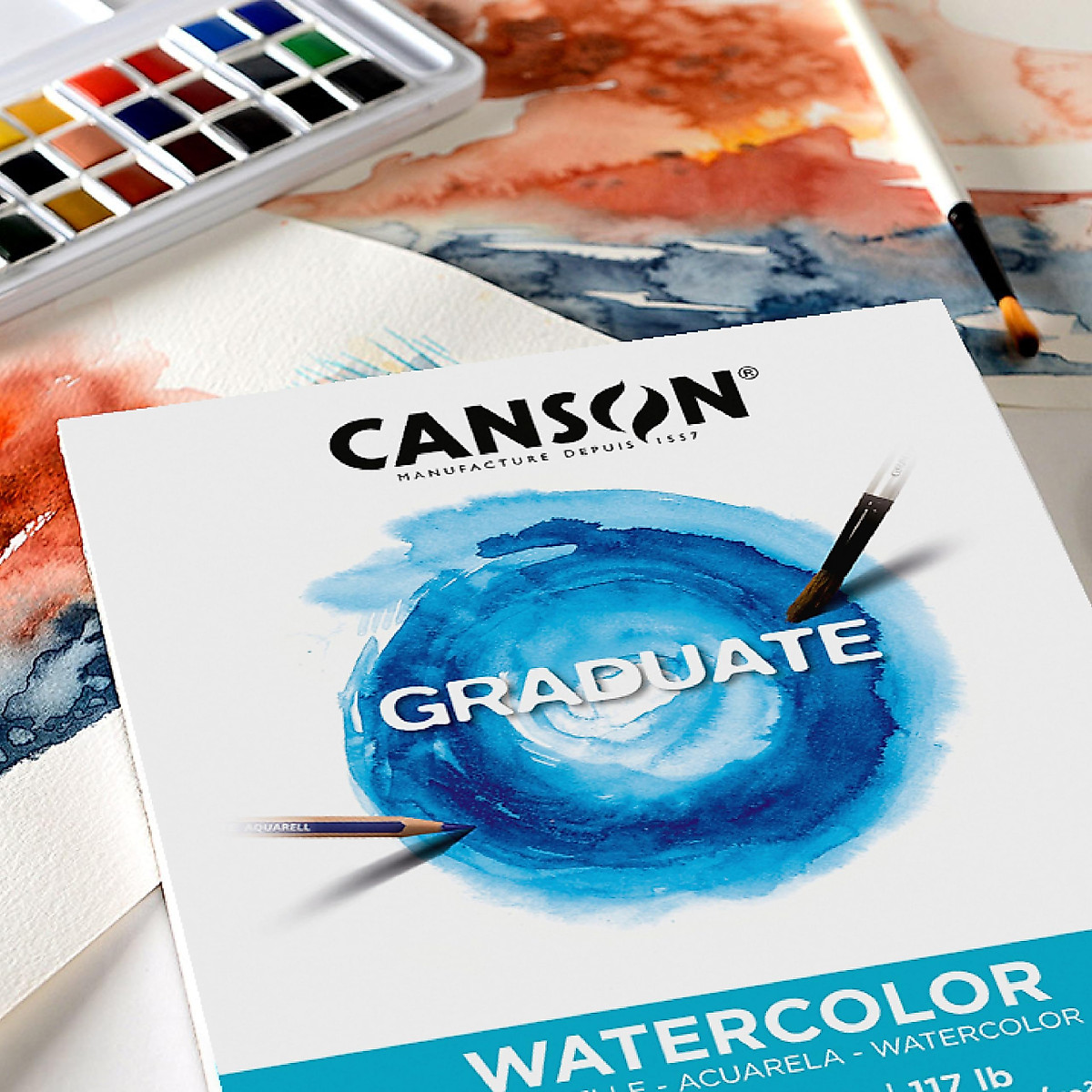Canson Graduate Watercolor Pad, Foldover, 9x12 inch, 20 Sheets | Artist Paper for Adults and Students - Painting, Gouache, Mixed Media and Ink