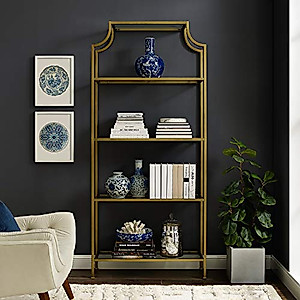Crosley Furniture Aimee Etagere Bookcase - Gold and Glass