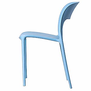 Fabulaxe Modern Plastic Outdoor Dining Chair with Open Curved Back, Blue Set of 2