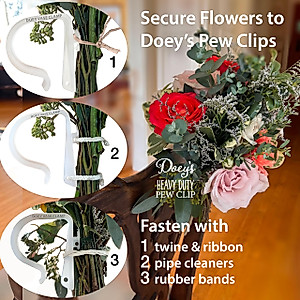 Doey's Heavy Duty Pew Clips for Weddings (12-Pack) Dependable Flexible Hook for Church Ceremony Aisle Decorations - Secure Bows, Flowers, Signs, Garland to Pew Ends, Bench Seats, Chairs (Made in USA)