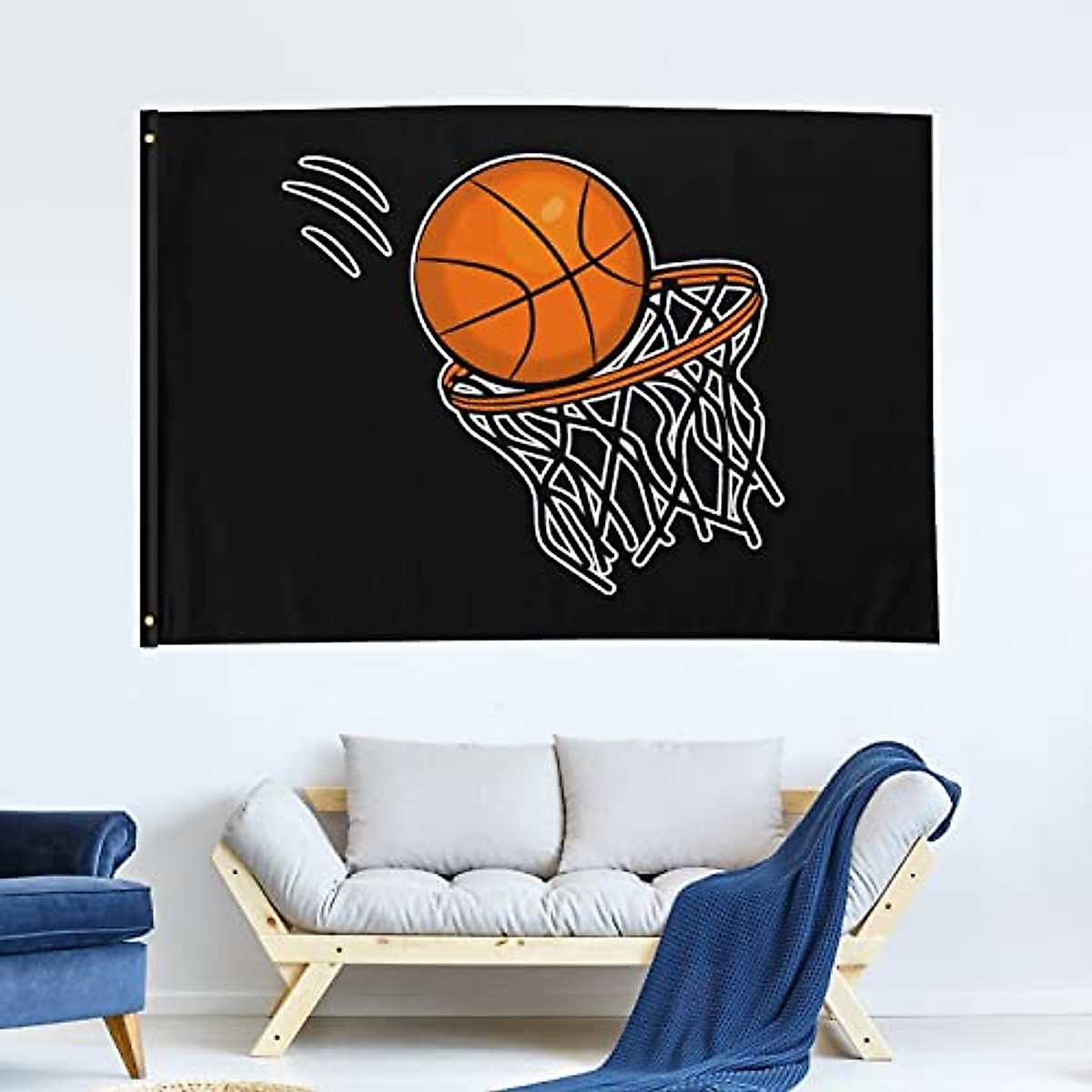 Happy Basketball Flags Decorative Funny Banners for Outside House Dorm Room Parties
