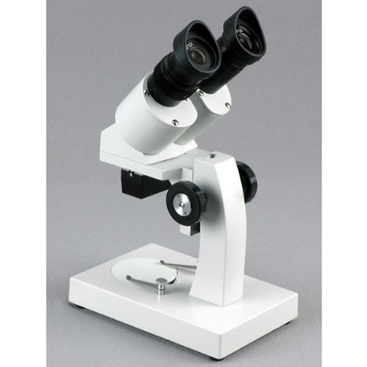 AmScope SE204-AX Portable Binocular Stereo Microscope, WF5x and WF10x Eyepieces, 10X and 20X Magnification, 2X Objective, LED Lighting, Reversible Black/White Stage Plate, Arm Stand