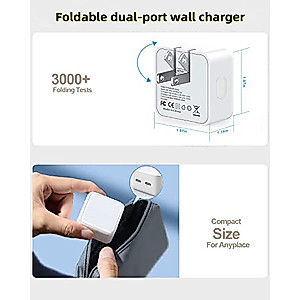iPhone Fast Charger, 40W Super Dual USB C Wall Charger [MFi Certified] Double Port Apple USB C Charger with USB C to Lightning Cable and USB C to C Cable for iPhone 14 13 12 11 Pro Max Mini Pro iPad