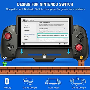 NinjaPlusOX Switch Controller for Nintendo Switch, Switch Pro Controller Wired Connection With Gyro Sensor, Double Vibration and Screenshot Functions, 6 PCS Replacement Joystick Caps