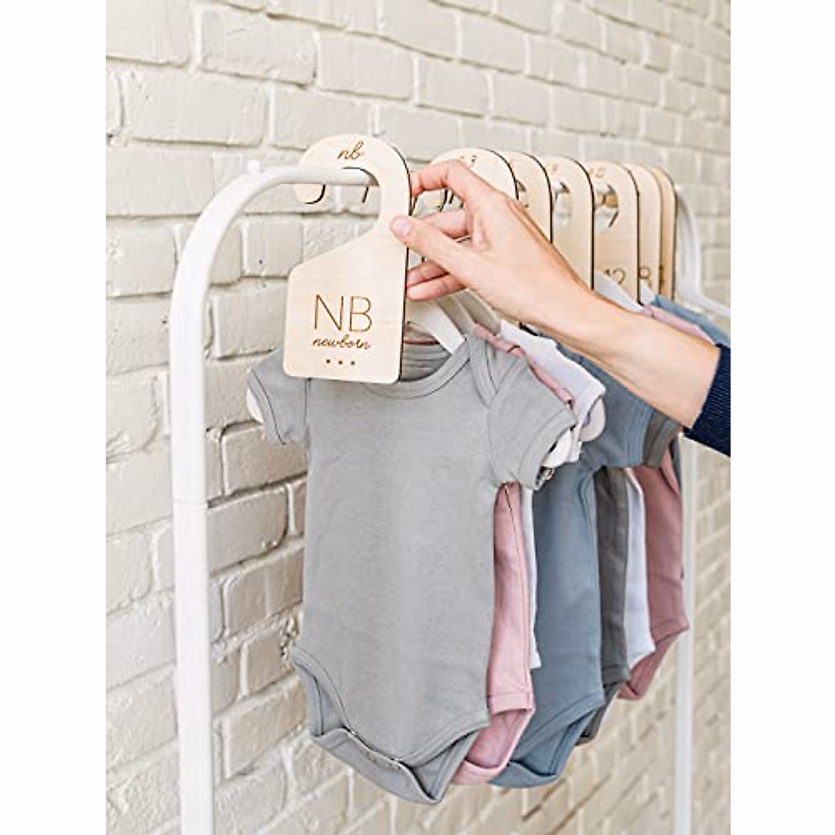 Baby Closet Size Dividers Baby Closet Organizer – White Loft Thick Birch Baby Closet Dividers from Newborn to 24 Months – Timeless Etched Design for Any Nursery Decor (Set of 7)