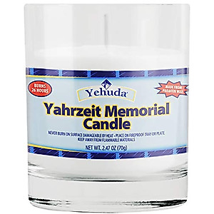 Yehuda, Yahrzeit Memorial Candle, Glass Tumbler (24 Pack) 24 Hour Candles | Yom Kippur Candles | Perfect For Blackouts, Storms & Hurricanes