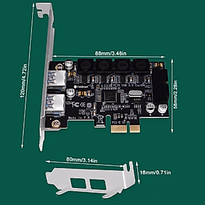 FebSmart 1X 19Pin USB 3.0 Header and 2X USB-A Ports PCIE USB 3.0 5Gbps Expansion Card for Windows and Linux Desktop PCs, Built in Self-Powered Technology, No Need Additional Power Supply (FS-HA-Pro)