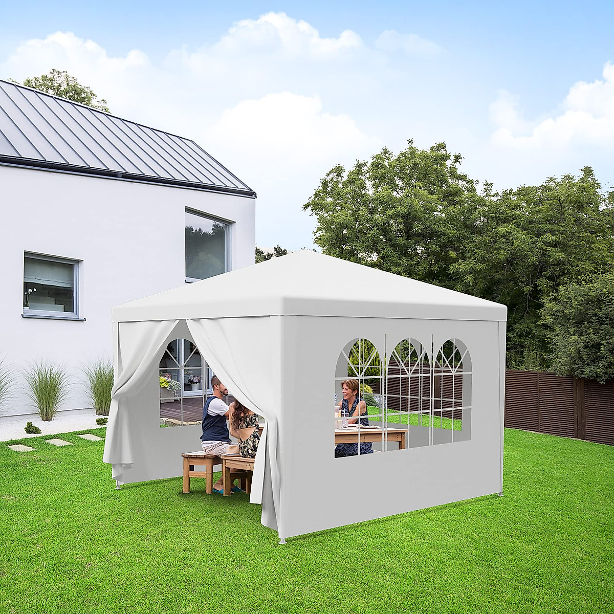 HomGarden 10'x10' Outdoor Canopy Tent Patio Camping Gazebo Storage Shelter Pavilion Cater Party Wedding BBQ Events Tent w/Removable Sidewalls