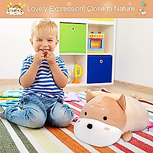 Z ZBWKBR Dog Stuffed Animal Dog Plush Pillow,Soft Cute Shiba Inu Plush Soft Plush Toy Gift for Kids Birthday Home Decor Hugging Sleeping Comfort Cushion 12'' (Yellow, Small)