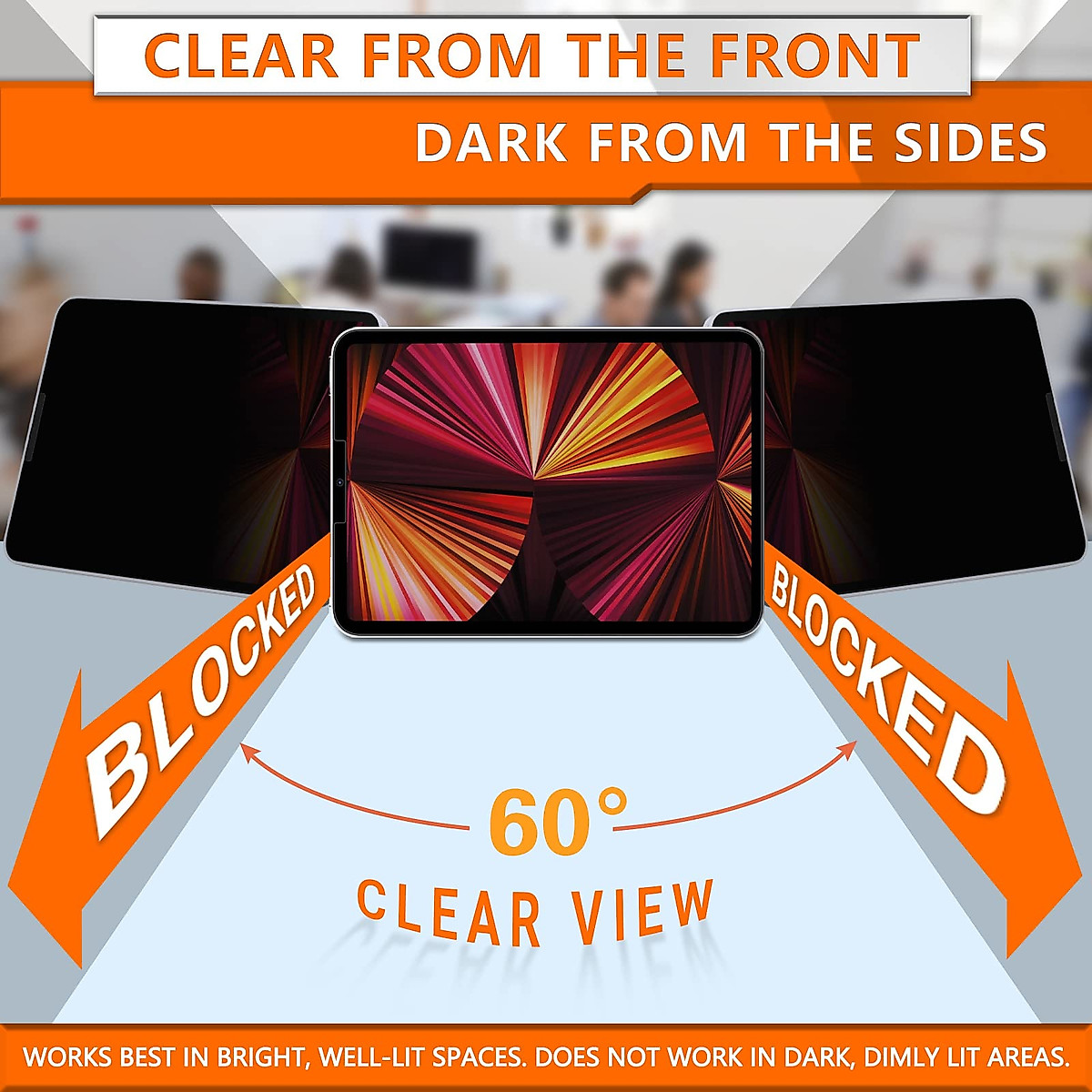 ZOEGAA NEW Privacy Screen Protector Compatible with iPad Pro 12.9 (2021 & 2020 & 2018), Anti-Spy,Anti-Scratch Compatible with iPad Pro 12.9 Privacy Screen Protector