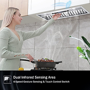MCBON Range Hood Insert 30 Inch, 900 CFM Insert Range Hood, Touch Control Range Hood Insert, Remote & Gesture Sensing Vent Hood Insert, 4-Speed Hood Range Insert, Stainless Steel Range Hood, AE88-30