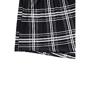SweatyRocks Women's 3 Piece Plaid Pajama Letter Print Short Sleeve Tee and Shorts Pants Set Black M