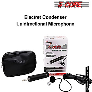 5 CORE Premium Lavalier Microphone Lapel Clip-on Mini Wired Omnidirectional Condenser Mic for Podcasting, Recording, Vlogging, Android, Smartphone, DSLR, Camera, Computer, Laptop