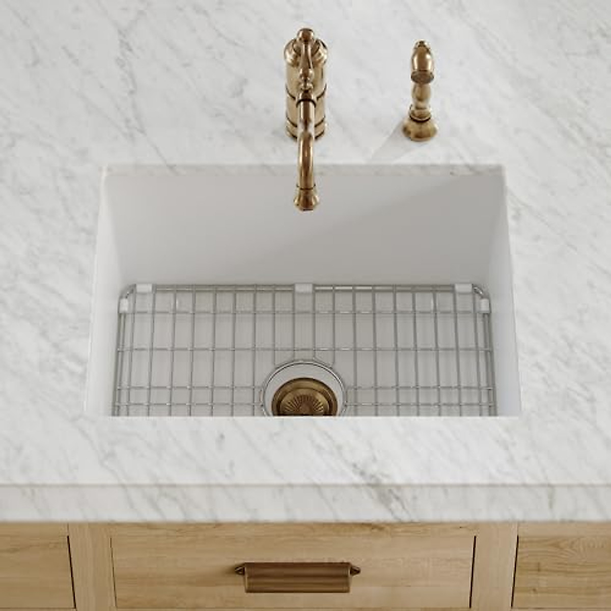 Whitehaus Collection Undermount/Drop-in Fireclay Kitchen Sinks, Stainless Steel Grid Included