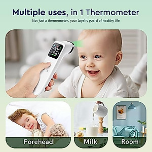 (Upgrade) No-Touch Thermometer for Adults and Kids - Digital Forehead Thermometer with High Accuracy, Ultra Clear LED Screen and Fever Alarm-White