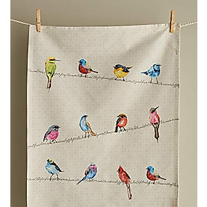 Maison d' Hermine Birdies On Wire 100% Cotton Set of 2 Multi-Purpose Kitchen Soft Absorbent Dish Towels | Tea , Bar Towels (20 Inch by 27.50 Inch)