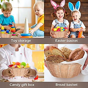 20 Pieces Woven Bread Baskets Plastic Round Basket 7 Inch Small Baskets for Gifts Empty Food Baskets for Serving Brown Food Storage Basket Woven Baskets for Fruits Vegetables Snacks Kitchen Restaurant