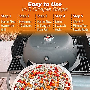 Geras Pizza Oven Outdoor for Grill - Grill Top Pizza Oven For Outside - Pizza Stone, Pizza Peel Kit - Small Portable Home Backyard BBQ Pizzas Maker Charcoal Grill, Pellet, Propane Gas and Wood Fire