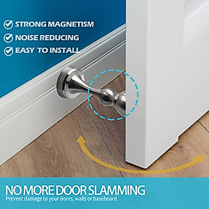 Neoera Magnetic Door Stop（Brushed Nickel）Door Stopper Strong Magnetic Door Catch for Hold Door Open, Premium Stainless Steel Made, Anti-Rust, Heavy Duty, Wall & Floor Mount 1Pack