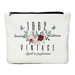 JIUWEIHU 60th Birthday Gifts for Women, 60th Birthday Decorations Present, 60 Year Old Birthday Gift Ideas for Sisters, Friend, Coworker, Grandma, Mom, Boss – 1963 Limited Edition Makeup Bag