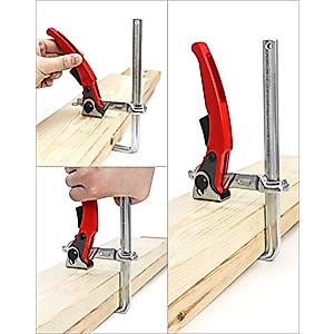 QWORK Ratcheting Table Clamp, 2 Pack Quick Release Bar Clamp with 6-5/16" Capacity and 2-5/16" Throat Depth for Sanding, Cutting