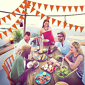 Panelee 300 Feet Blank Pennant Banners Flags String Hanging DIY 180 Pcs Triangle Bunting Pennant Garland for Fall Opening Graduation Birthday Party Decoration Festival Celebration Outdoor (Orange)