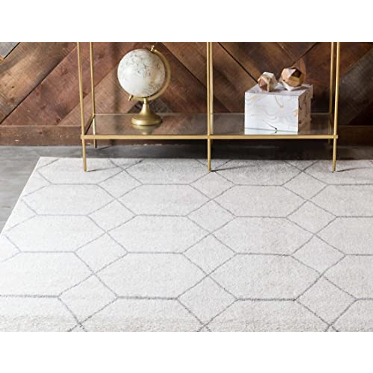 Unique Loom Trellis Frieze Collection Area Rug - Geometric (8' x 10', Ivory/ Gray)