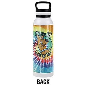 Scooby Doo! OFFICIAL Tie Dye 24 oz Insulated Canteen Water Bottle, Leak Resistant, Vacuum Insulated Stainless Steel with Loop Cap, White