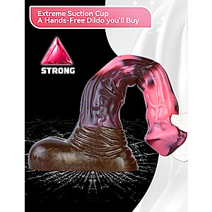 Dragon Dildo 10.4inch Realistic Thick Horse Dildo with Suction, Long Pink Silicone Monster Dildo Big Anal Plug Toys for Women and Men Couples