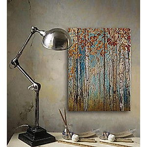 Canvas Wall Art Yellow Tree Forest Landscape Picture Prints, Rustic Modern Birch Trees Nature Woods Abstract Painting Artwork 12"x16" Wood Gallery and Framed for Home Office Living Room Bedroom Decor