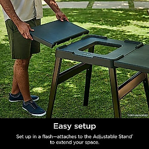 Ninja XSKUSSDTBL Attachable Table, Woodfire Universal Stand, Side Utensil Holder, Left or Right Compatible, Weather-Resistant, Black, 14.5" x 22"